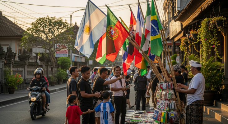 Berkah Piala Dunia 2026 di Denpasar: Pedagang Bendera Laris